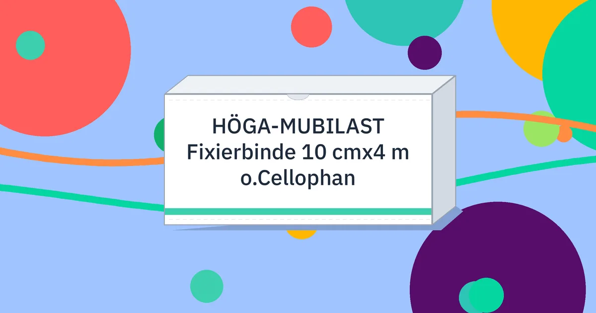 Symbolbild: Packung mit der Aufschrift HÖGA-MUBILAST Fixierbinde 10 cmx4 m o.Cellophan (PZN 04401581) – Verfügbarkeit und Bezug in Apotheken in Frankfurt am Main