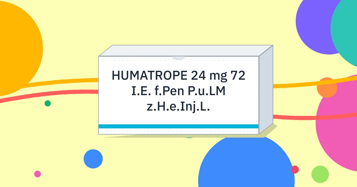Symbolbild: Packung mit der Aufschrift HUMATROPE 24 mg 72 I.E. f.Pen P.u.LM z.H.e.Inj.L. (PZN 18684097) – Verfügbarkeit und Bezug in Apotheken in Frankfurt am Main