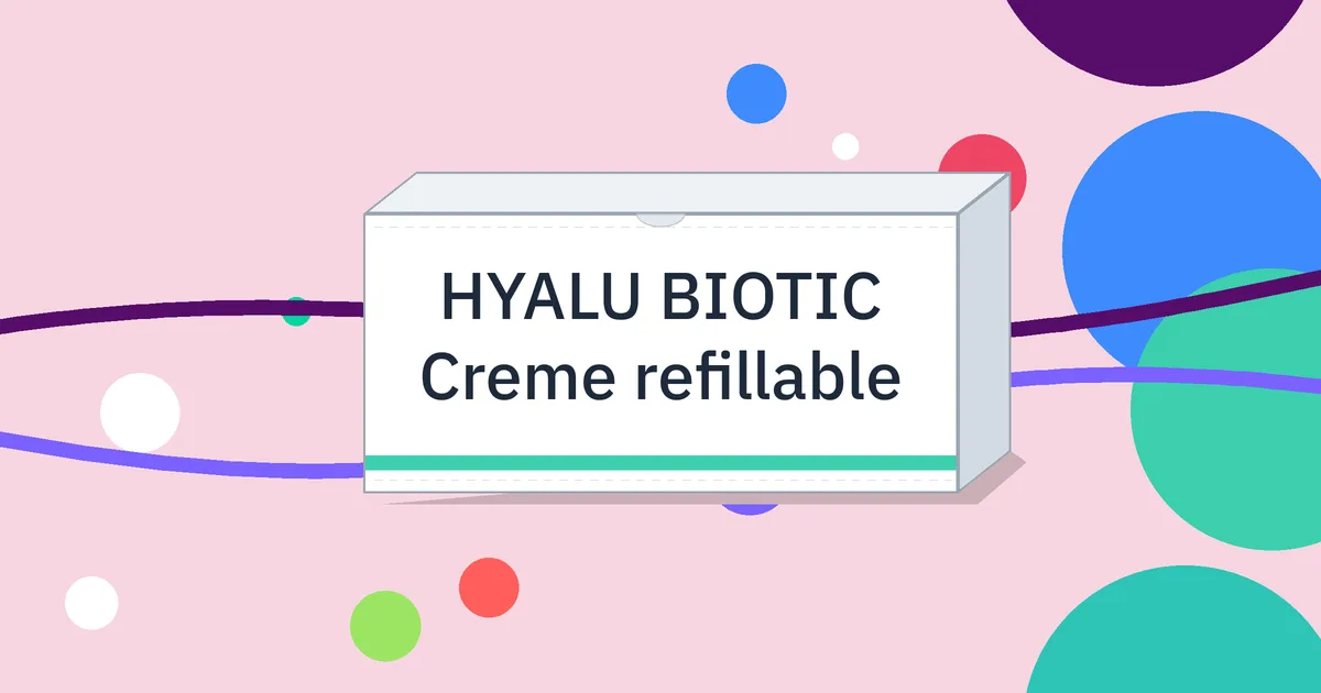 Symbolbild: Packung mit der Aufschrift HYALU BIOTIC Creme refillable (PZN 20787143) – Verfügbarkeit und Bezug in Apotheken in Frankfurt am Main