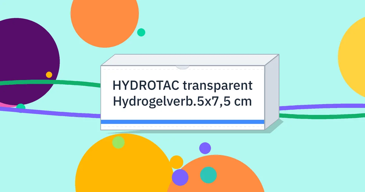 Symbolbild: Packung mit der Aufschrift HYDROTAC transparent Hydrogelverb.5x7,5 cm (PZN 10995768) – Verfügbarkeit und Bezug in Apotheken in Frankfurt am Main