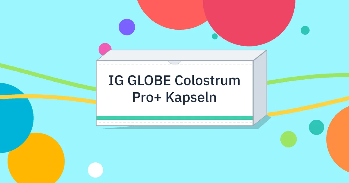 Symbolbild: Packung mit der Aufschrift IG GLOBE Colostrum Pro+ Kapseln (PZN 20098739) – Verfügbarkeit und Bezug in Apotheken in Frankfurt am Main