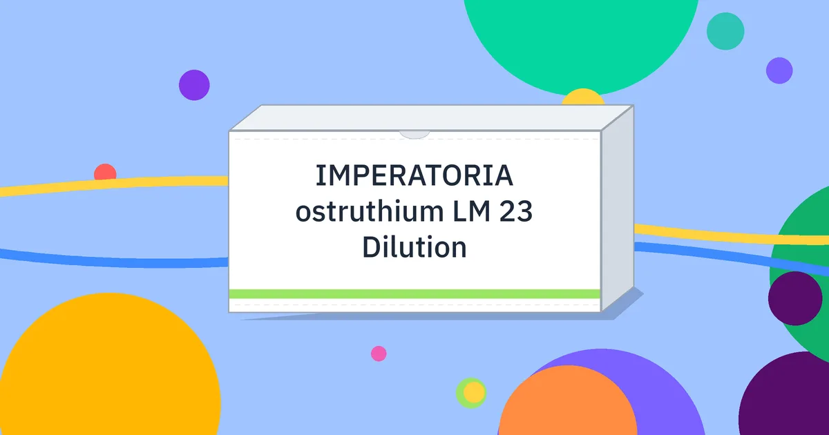 Symbolbild: Packung mit der Aufschrift IMPERATORIA ostruthium LM 23 Dilution (PZN 13559192) – Verfügbarkeit und Bezug in Apotheken in Frankfurt am Main