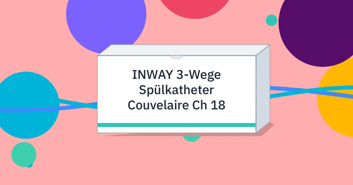 Symbolbild: Packung mit der Aufschrift INWAY 3-Wege Spülkatheter Couvelaire Ch 18 (PZN 09736139) – Verfügbarkeit und Bezug in Apotheken in Frankfurt am Main