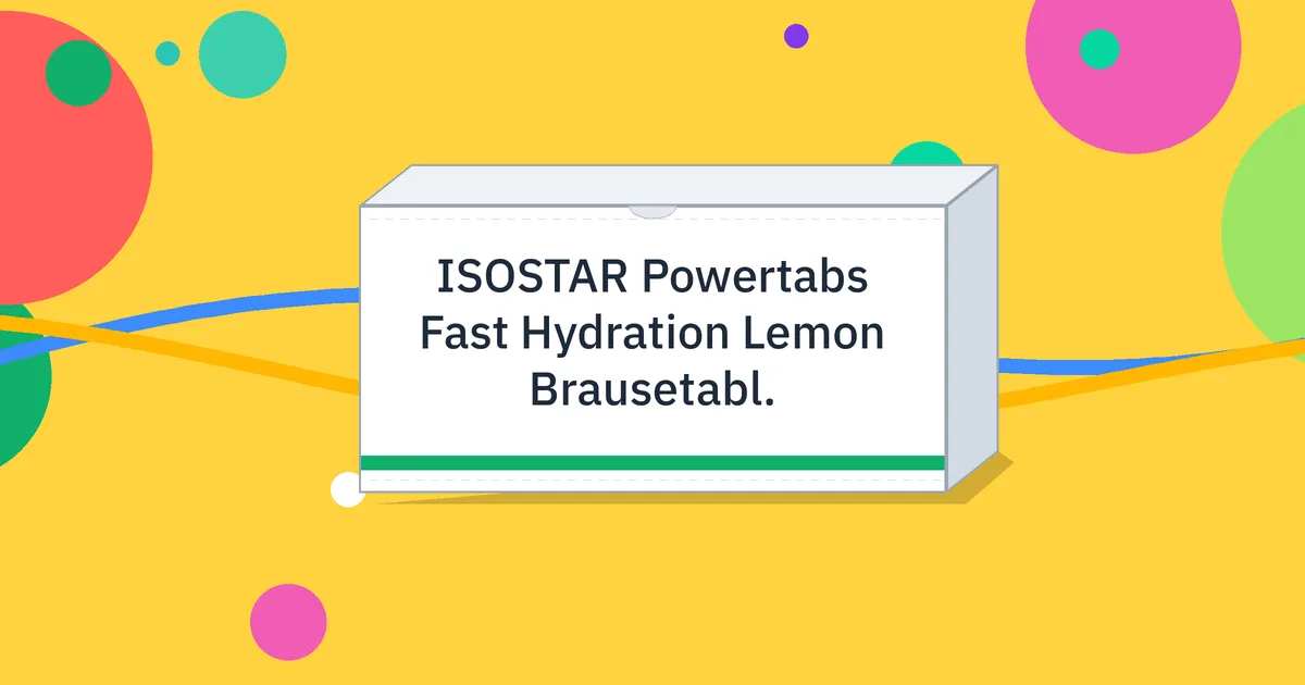 Symbolbild: Packung mit der Aufschrift ISOSTAR Powertabs Fast Hydration Lemon Brausetabl. (PZN 19639822) – Verfügbarkeit und Bezug in Apotheken in Frankfurt am Main