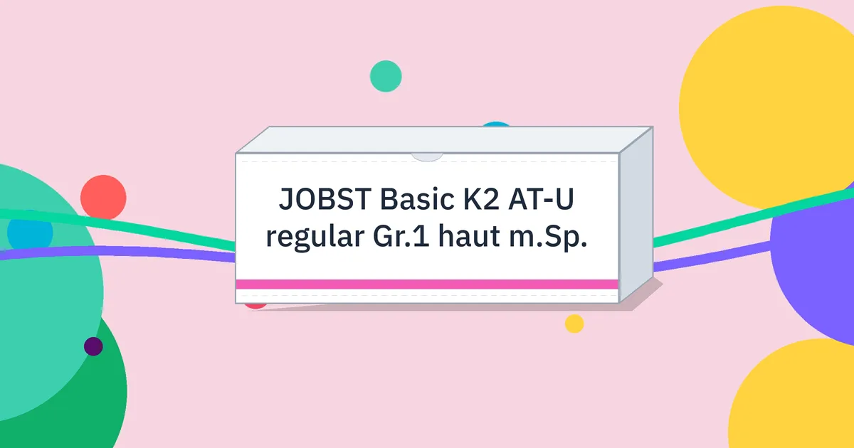 Symbolbild: Packung mit der Aufschrift JOBST Basic K2 AT-U regular Gr.1 haut m.Sp. (PZN 13060707) – Verfügbarkeit und Bezug in Apotheken in Frankfurt am Main