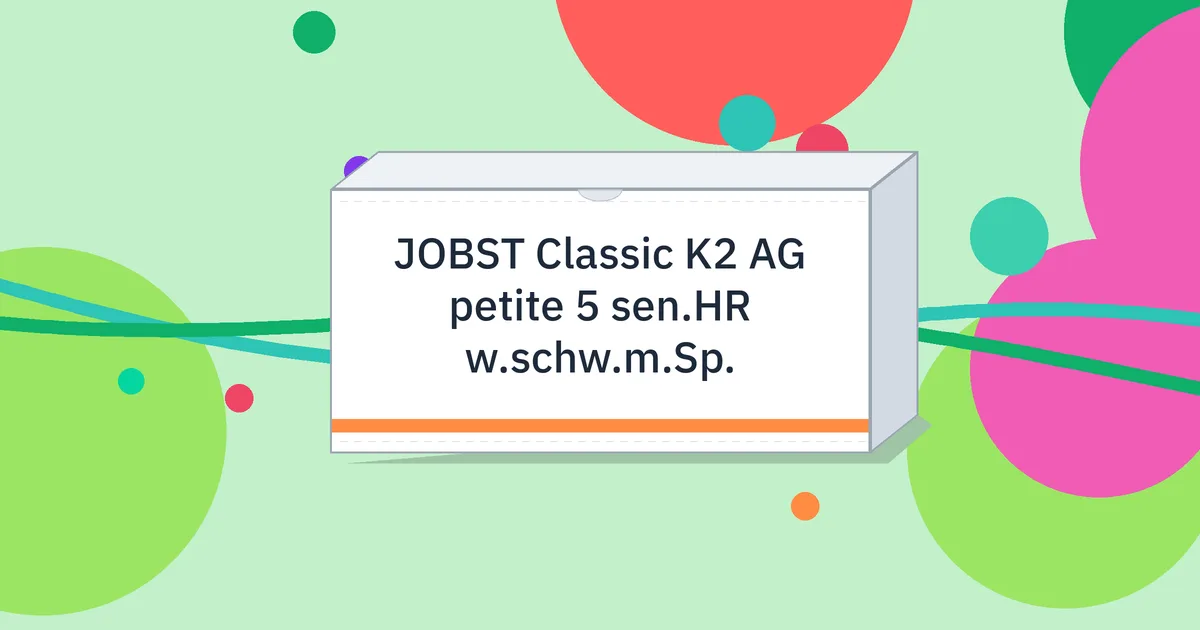 Symbolbild: Packung mit der Aufschrift JOBST Classic K2 AG petite 5 sen.HR w.schw.m.Sp. (PZN 17962217) – Verfügbarkeit und Bezug in Apotheken in Frankfurt am Main