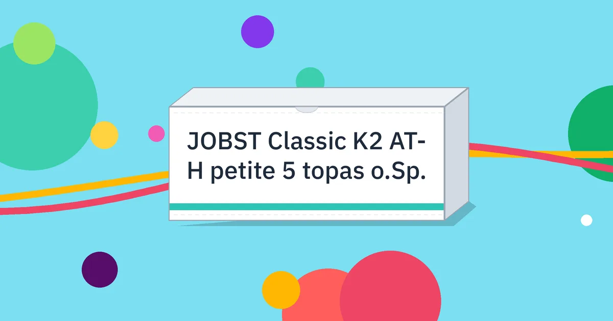 Symbolbild: Packung mit der Aufschrift JOBST Classic K2 AT-H petite 5 topas o.Sp. (PZN 13067862) – Verfügbarkeit und Bezug in Apotheken in Frankfurt am Main