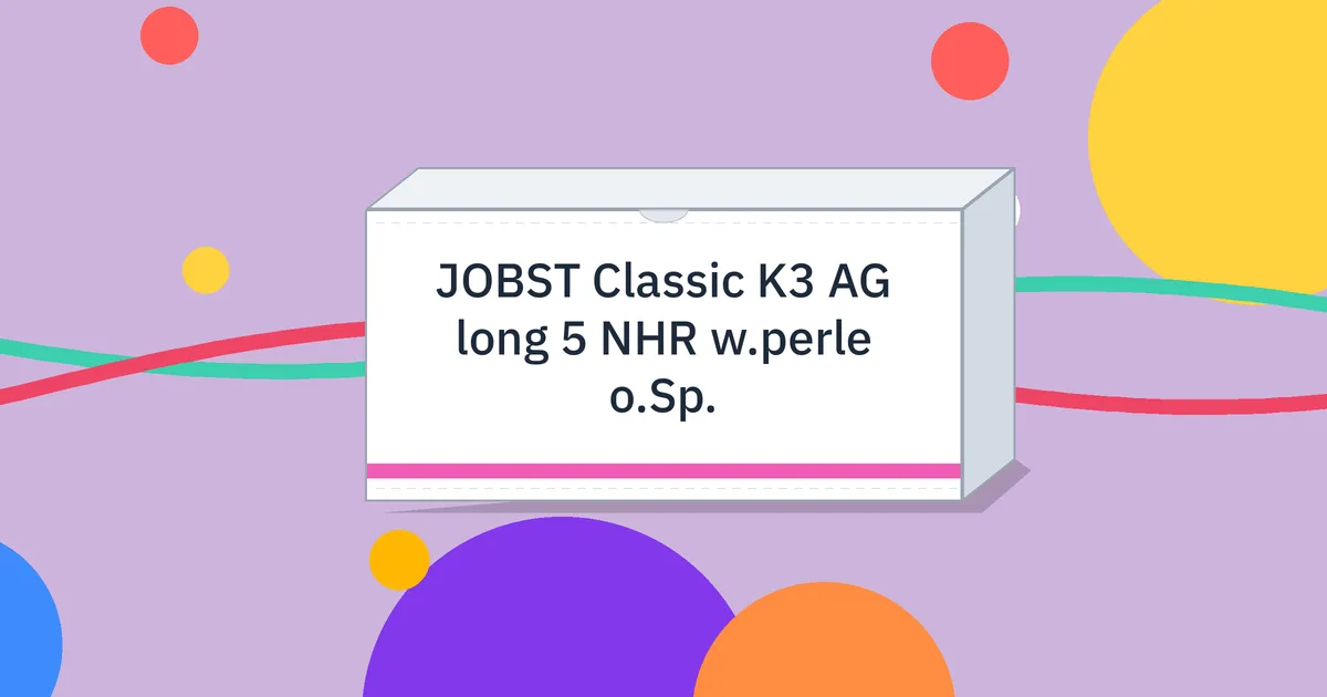 Symbolbild: Packung mit der Aufschrift JOBST Classic K3 AG long 5 NHR w.perle o.Sp. (PZN 13072277) – Verfügbarkeit und Bezug in Apotheken in Frankfurt am Main