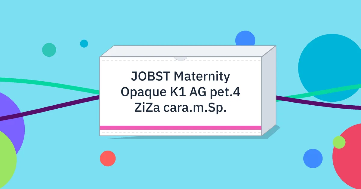 Symbolbild: Packung mit der Aufschrift JOBST Maternity Opaque K1 AG pet.4 ZiZa cara.m.Sp. (PZN 15850299) – Verfügbarkeit und Bezug in Apotheken in Frankfurt am Main