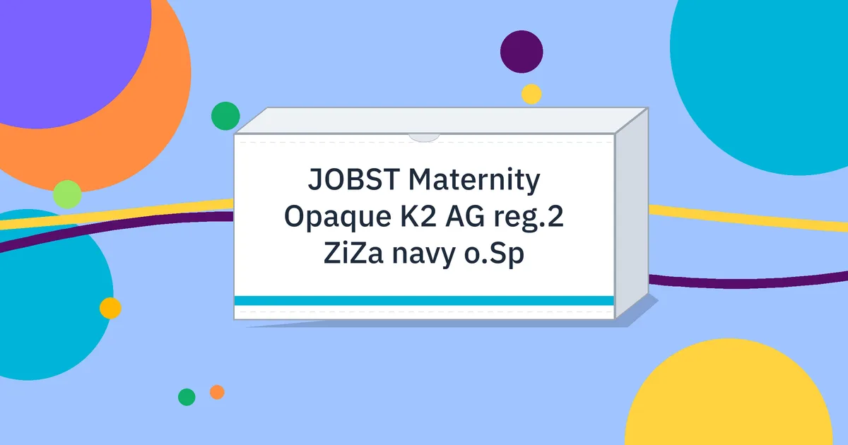 Symbolbild: Packung mit der Aufschrift JOBST Maternity Opaque K2 AG reg.2 ZiZa navy o.Sp (PZN 15860458) – Verfügbarkeit und Bezug in Apotheken in Frankfurt am Main