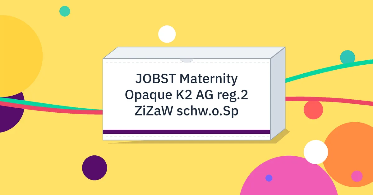 Symbolbild: Packung mit der Aufschrift JOBST Maternity Opaque K2 AG reg.2 ZiZaW schw.o.Sp (PZN 15853553) – Verfügbarkeit und Bezug in Apotheken in Frankfurt am Main