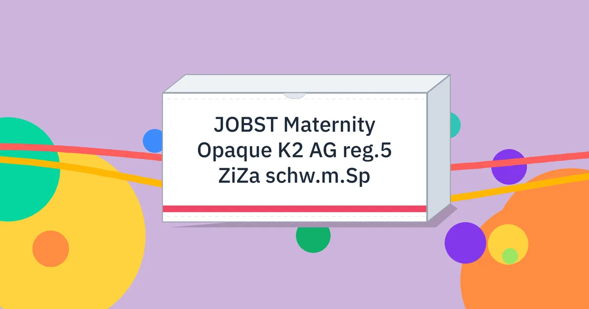Symbolbild: Packung mit der Aufschrift JOBST Maternity Opaque K2 AG reg.5 ZiZa schw.m.Sp (PZN 15853501) – Verfügbarkeit und Bezug in Apotheken in Frankfurt am Main