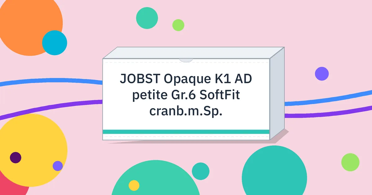 Symbolbild: Packung mit der Aufschrift JOBST Opaque K1 AD petite Gr.6 SoftFit cranb.m.Sp. (PZN 13079397) – Verfügbarkeit und Bezug in Apotheken in Frankfurt am Main