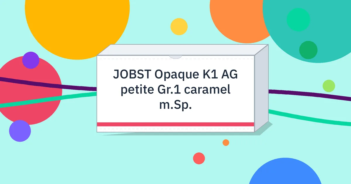 Symbolbild: Packung mit der Aufschrift JOBST Opaque K1 AG petite Gr.1 caramel m.Sp. (PZN 13083341) – Verfügbarkeit und Bezug in Apotheken in Frankfurt am Main