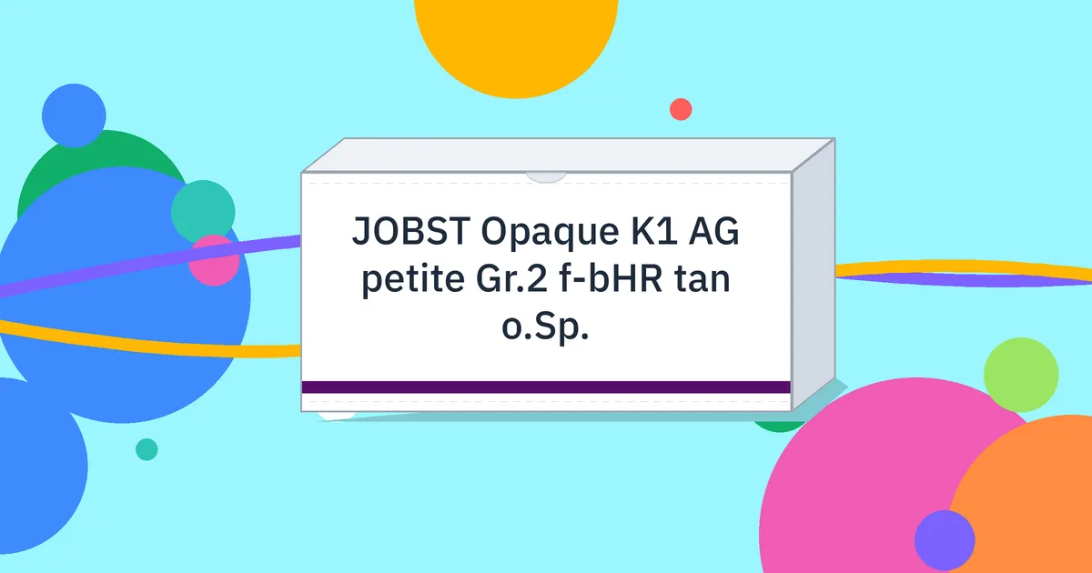 Symbolbild: Packung mit der Aufschrift JOBST Opaque K1 AG petite Gr.2 f-bHR tan o.Sp. (PZN 16269543) – Verfügbarkeit und Bezug in Apotheken in Frankfurt am Main