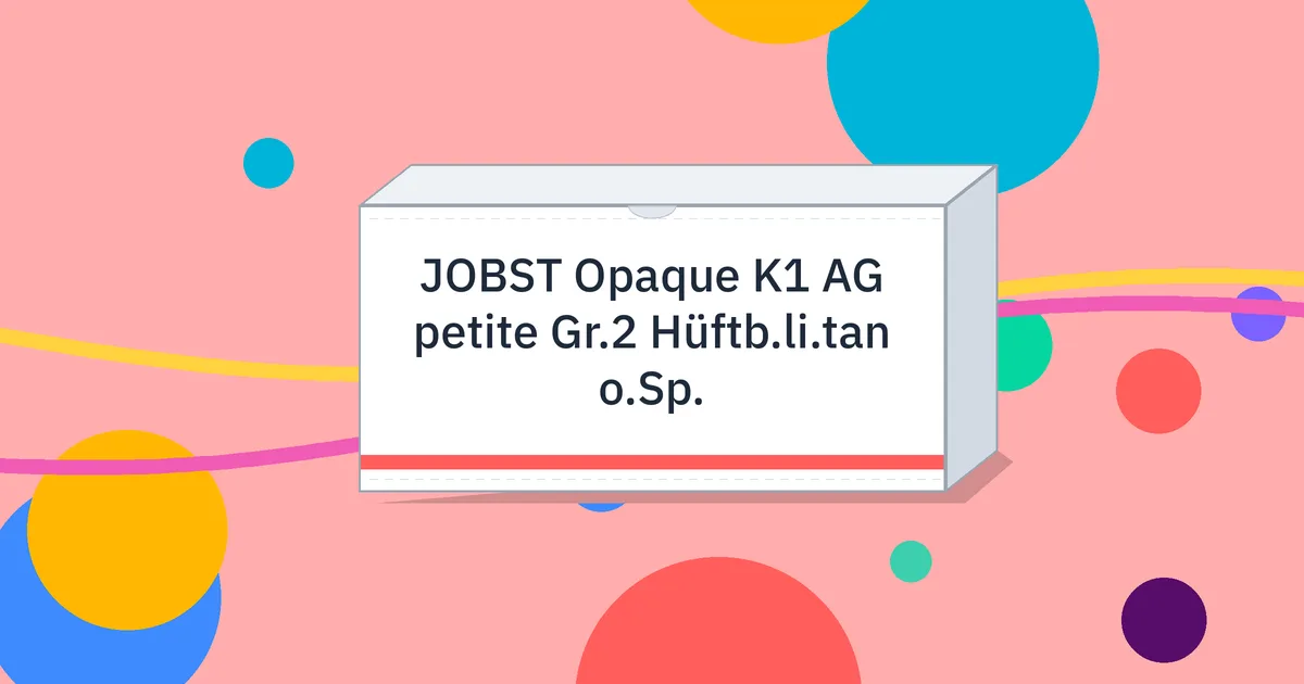 Symbolbild: Packung mit der Aufschrift JOBST Opaque K1 AG petite Gr.2 Hüftb.li.tan o.Sp. (PZN 16273591) – Verfügbarkeit und Bezug in Apotheken in Frankfurt am Main