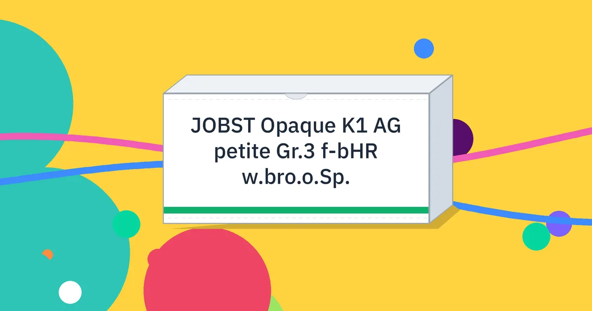 Symbolbild: Packung mit der Aufschrift JOBST Opaque K1 AG petite Gr.3 f-bHR w.bro.o.Sp. (PZN 13087646) – Verfügbarkeit und Bezug in Apotheken in Frankfurt am Main