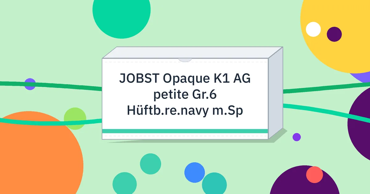 Symbolbild: Packung mit der Aufschrift JOBST Opaque K1 AG petite Gr.6 Hüftb.re.navy m.Sp (PZN 13099129) – Verfügbarkeit und Bezug in Apotheken in Frankfurt am Main