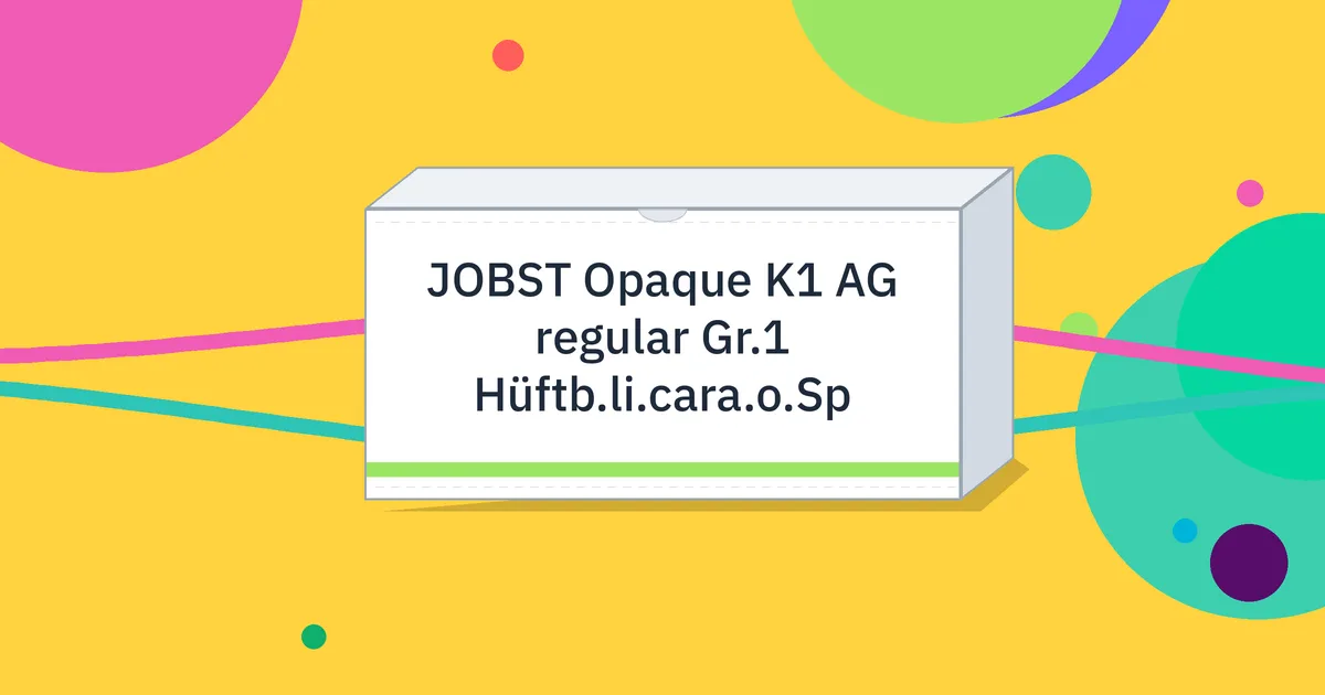 Symbolbild: Packung mit der Aufschrift JOBST Opaque K1 AG regular Gr.1 Hüftb.li.cara.o.Sp (PZN 13100045) – Verfügbarkeit und Bezug in Apotheken in Frankfurt am Main