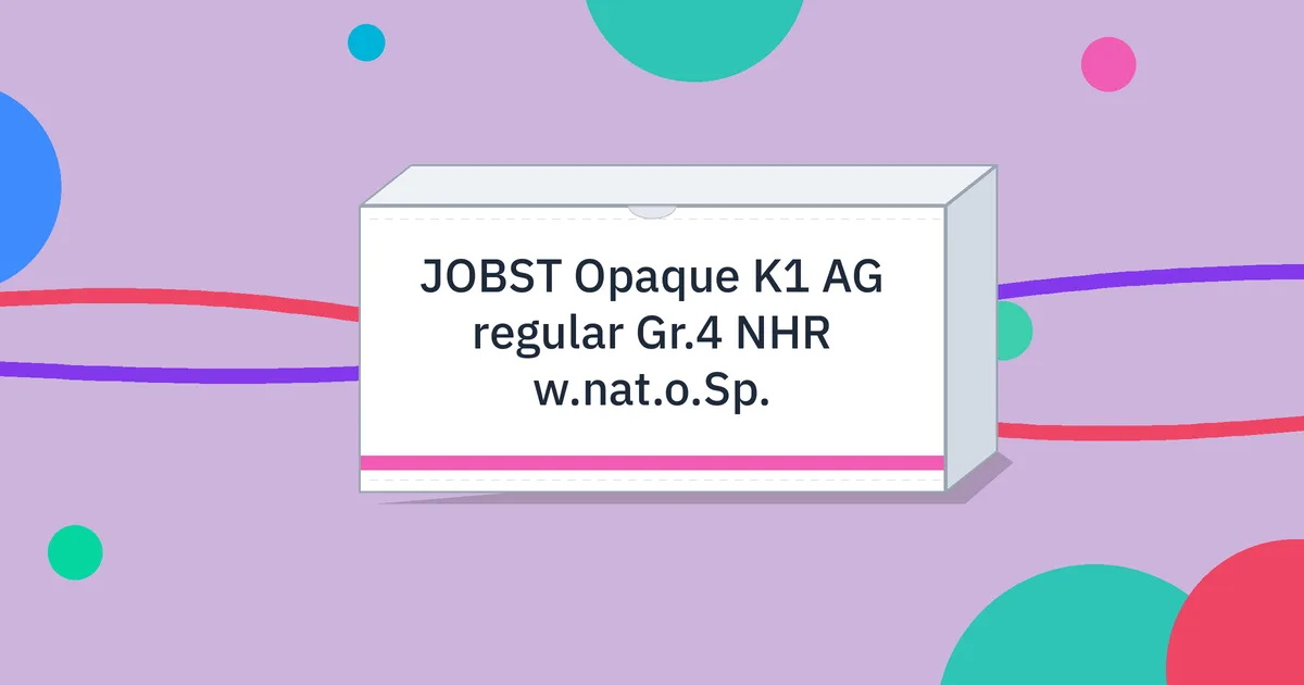 Symbolbild: Packung mit der Aufschrift JOBST Opaque K1 AG regular Gr.4 NHR w.nat.o.Sp. (PZN 13095663) – Verfügbarkeit und Bezug in Apotheken in Frankfurt am Main