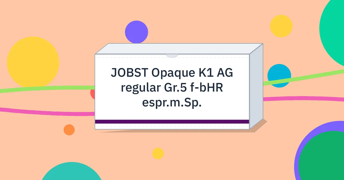 Symbolbild: Packung mit der Aufschrift JOBST Opaque K1 AG regular Gr.5 f-bHR espr.m.Sp. (PZN 16266958) – Verfügbarkeit und Bezug in Apotheken in Frankfurt am Main