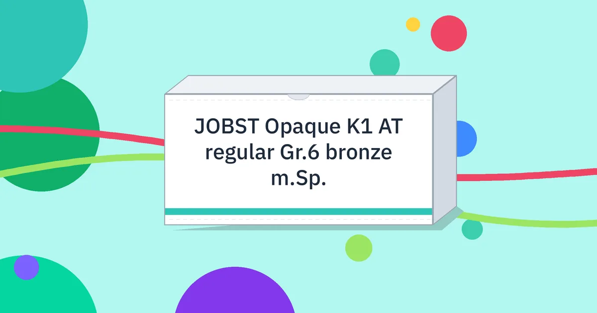 Symbolbild: Packung mit der Aufschrift JOBST Opaque K1 AT regular Gr.6 bronze m.Sp. (PZN 13106786) – Verfügbarkeit und Bezug in Apotheken in Frankfurt am Main