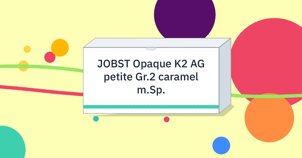 Symbolbild: Packung mit der Aufschrift JOBST Opaque K2 AG petite Gr.2 caramel m.Sp. (PZN 13111818) – Verfügbarkeit und Bezug in Apotheken in Frankfurt am Main