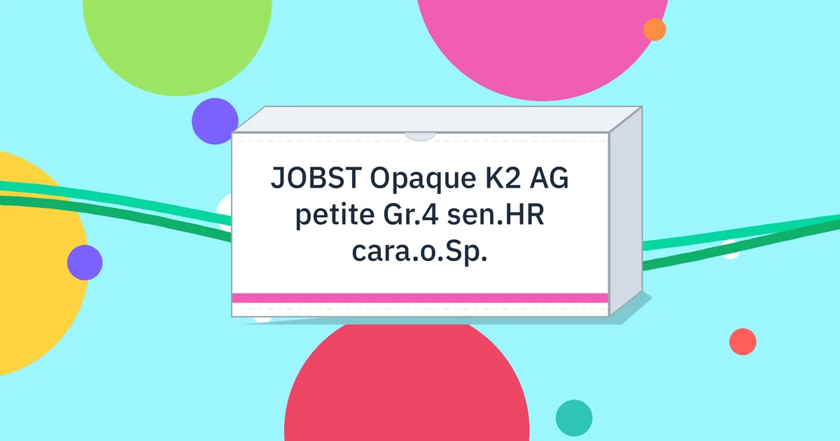 Symbolbild: Packung mit der Aufschrift JOBST Opaque K2 AG petite Gr.4 sen.HR cara.o.Sp. (PZN 12142314) – Verfügbarkeit und Bezug in Apotheken in Frankfurt am Main