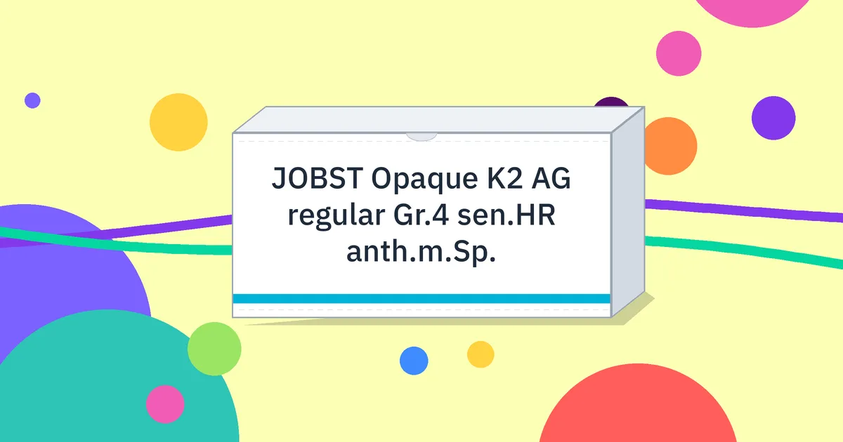 Symbolbild: Packung mit der Aufschrift JOBST Opaque K2 AG regular Gr.4 sen.HR anth.m.Sp. (PZN 16279783) – Verfügbarkeit und Bezug in Apotheken in Frankfurt am Main