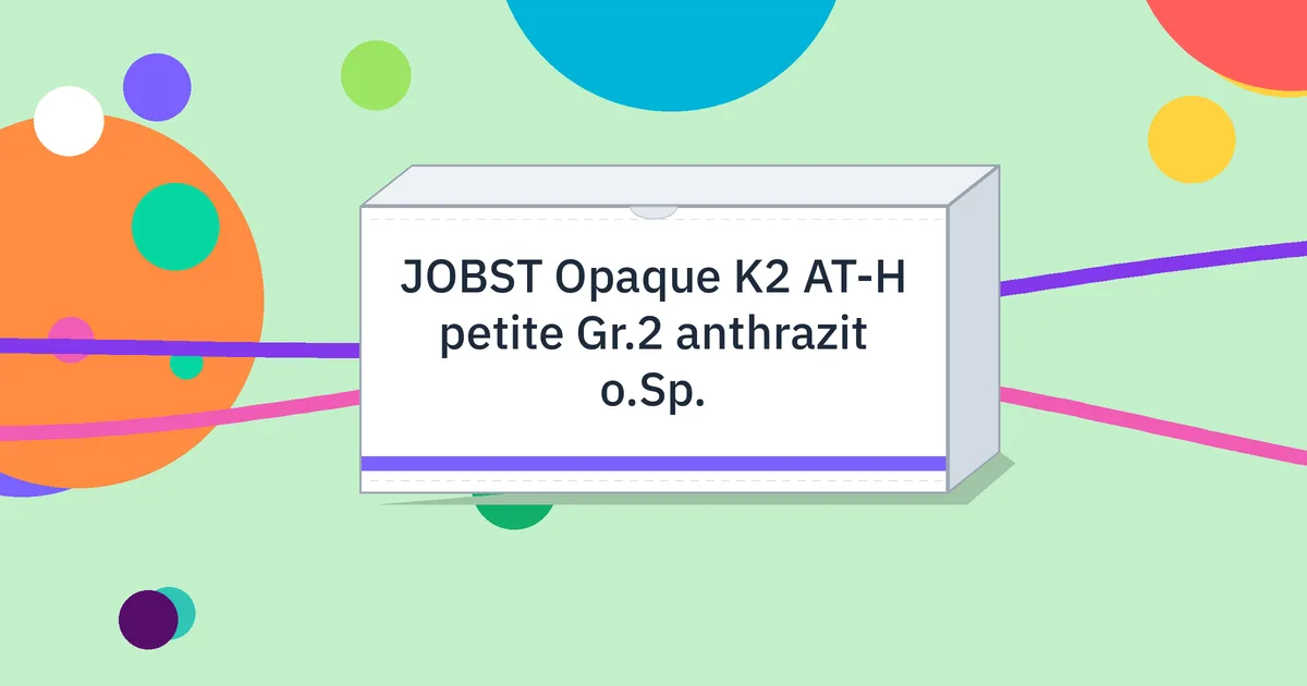 Symbolbild: Packung mit der Aufschrift JOBST Opaque K2 AT-H petite Gr.2 anthrazit o.Sp. (PZN 16292045) – Verfügbarkeit und Bezug in Apotheken in Frankfurt am Main