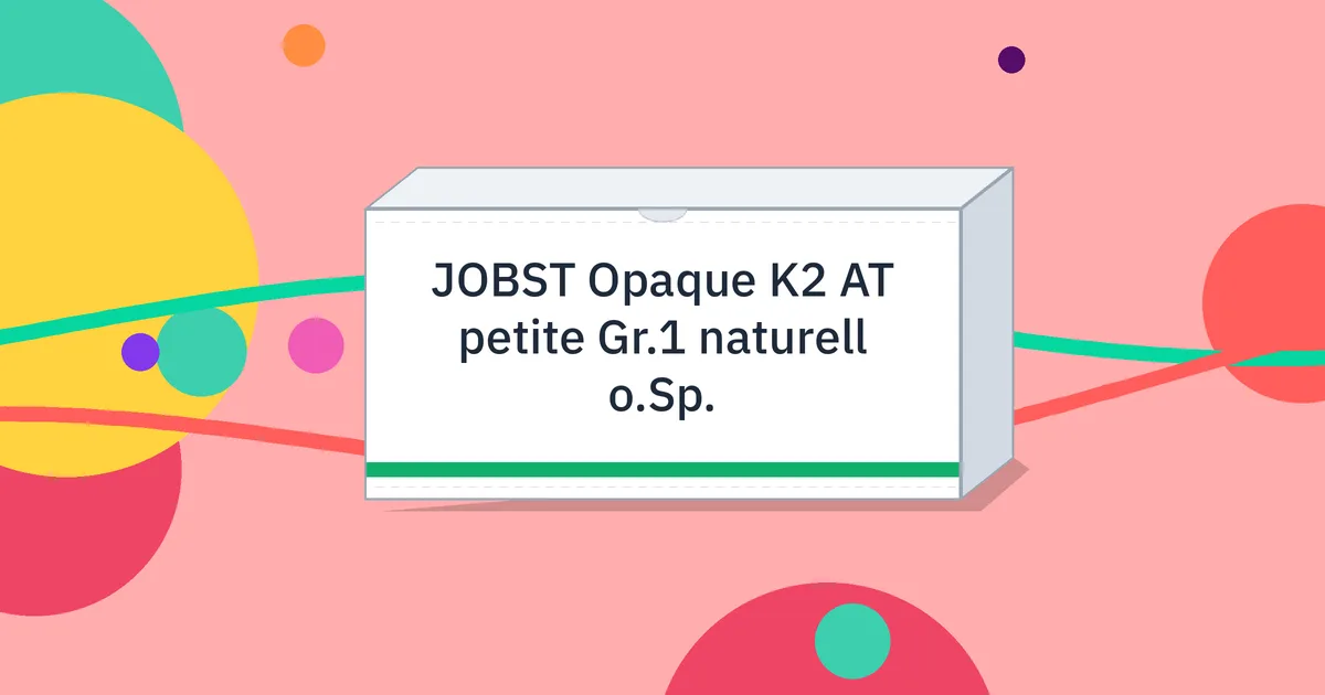 Symbolbild: Packung mit der Aufschrift JOBST Opaque K2 AT petite Gr.1 naturell o.Sp. (PZN 13119777) – Verfügbarkeit und Bezug in Apotheken in Frankfurt am Main