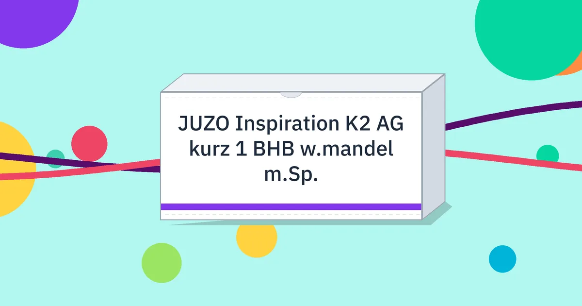 Symbolbild: Packung mit der Aufschrift JUZO Inspiration K2 AG kurz 1 BHB w.mandel m.Sp. (PZN 14850133) – Verfügbarkeit und Bezug in Apotheken in Frankfurt am Main