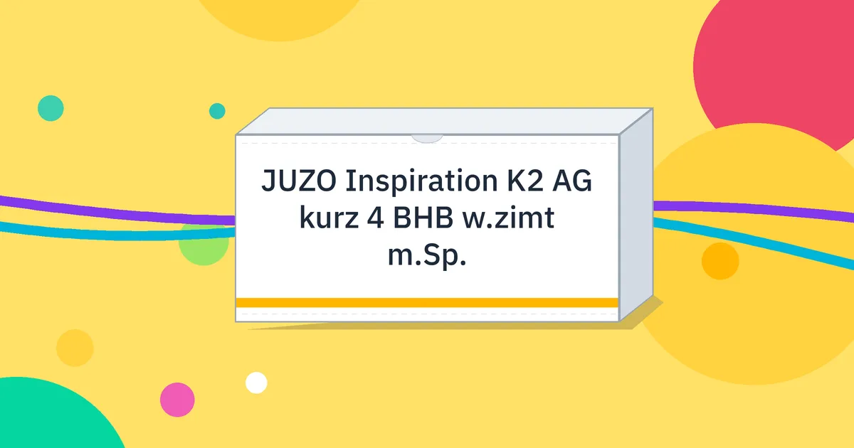 Symbolbild: Packung mit der Aufschrift JUZO Inspiration K2 AG kurz 4 BHB w.zimt m.Sp. (PZN 14849868) – Verfügbarkeit und Bezug in Apotheken in Frankfurt am Main
