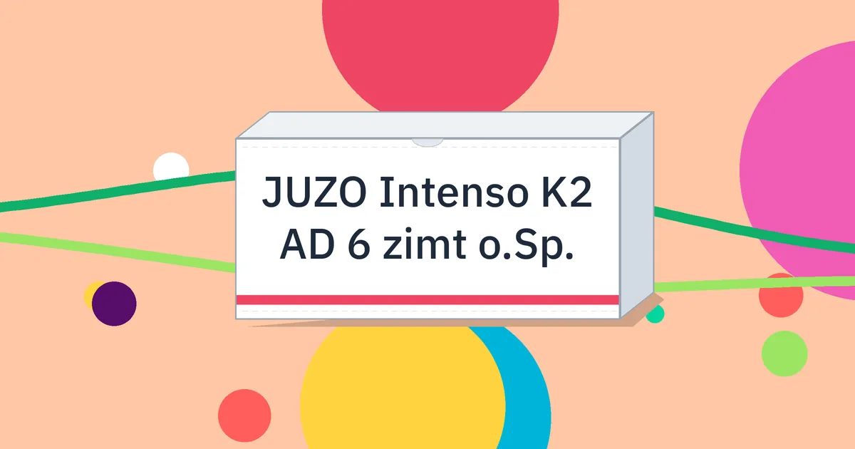 Symbolbild: Packung mit der Aufschrift JUZO Intenso K2 AD 6 zimt o.Sp. (PZN 18616813) – Verfügbarkeit und Bezug in Apotheken in Frankfurt am Main