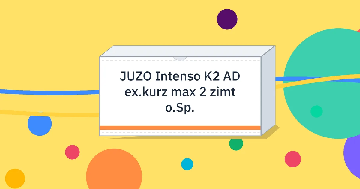 Symbolbild: Packung mit der Aufschrift JUZO Intenso K2 AD ex.kurz max 2 zimt o.Sp. (PZN 18617362) – Verfügbarkeit und Bezug in Apotheken in Frankfurt am Main