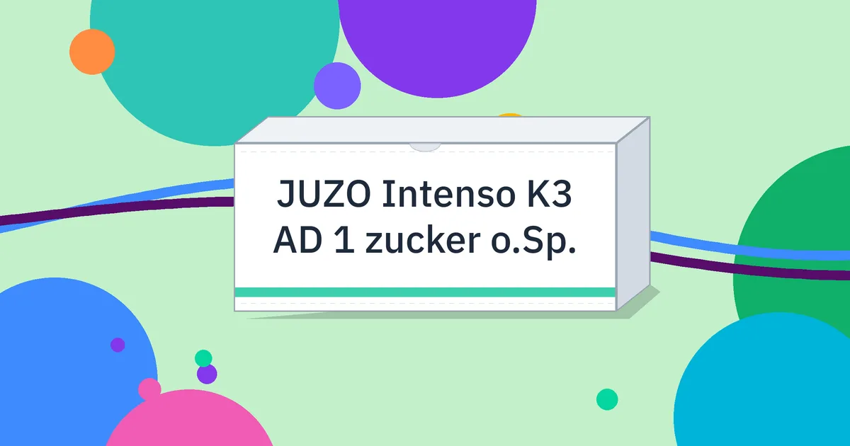 Symbolbild: Packung mit der Aufschrift JUZO Intenso K3 AD 1 zucker o.Sp. (PZN 18637689) – Verfügbarkeit und Bezug in Apotheken in Frankfurt am Main