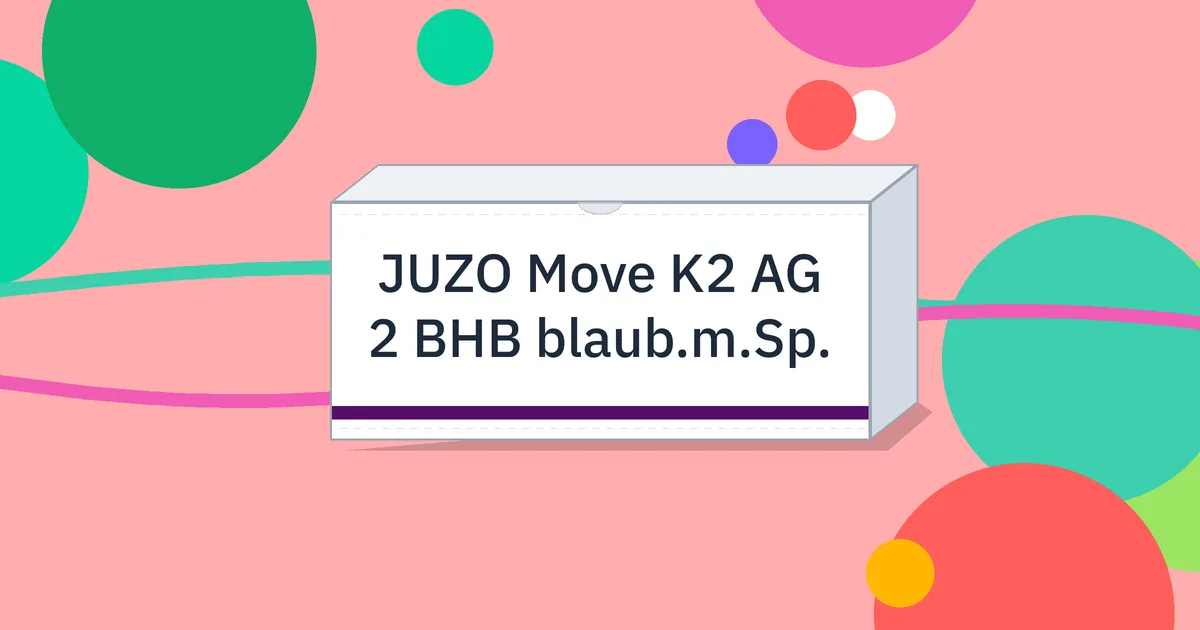 Symbolbild: Packung mit der Aufschrift JUZO Move K2 AG 2 BHB blaub.m.Sp. (PZN 18555767) – Verfügbarkeit und Bezug in Apotheken in Frankfurt am Main