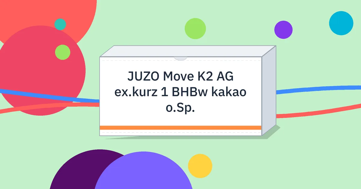 Symbolbild: Packung mit der Aufschrift JUZO Move K2 AG ex.kurz 1 BHBw kakao o.Sp. (PZN 18565990) – Verfügbarkeit und Bezug in Apotheken in Frankfurt am Main