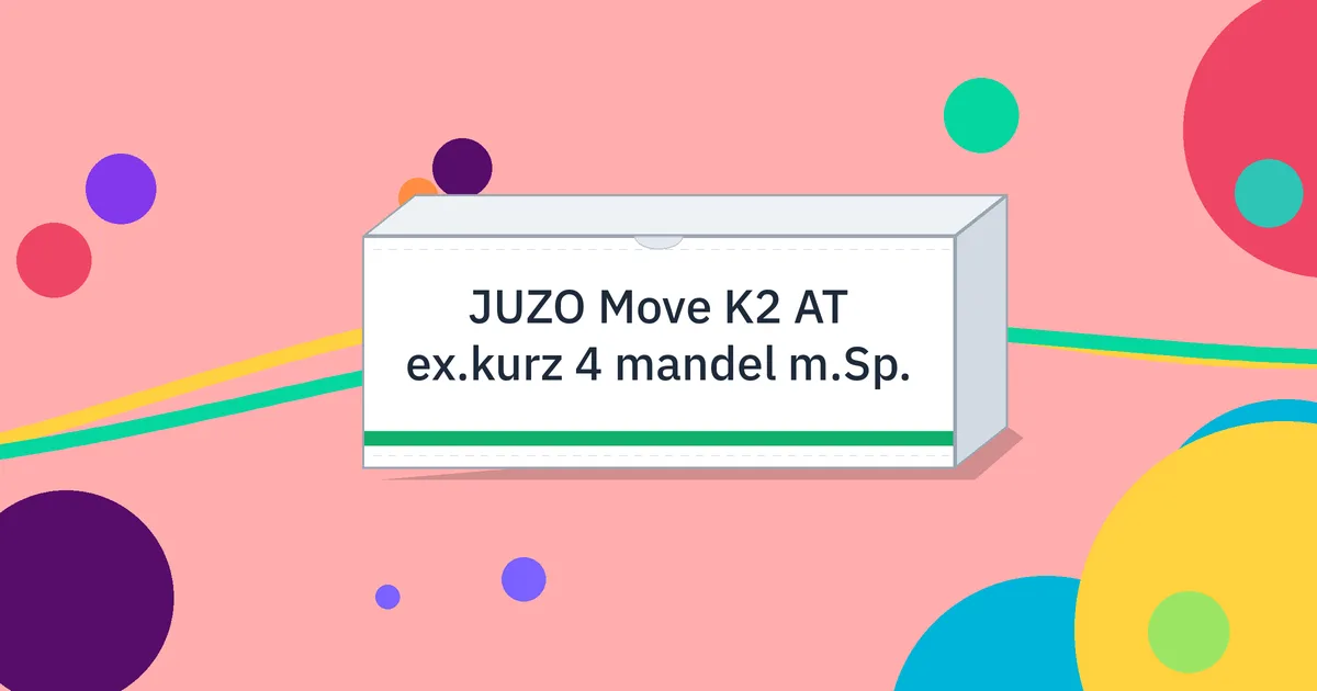 Symbolbild: Packung mit der Aufschrift JUZO Move K2 AT ex.kurz 4 mandel m.Sp. (PZN 20670903) – Verfügbarkeit und Bezug in Apotheken in Frankfurt am Main