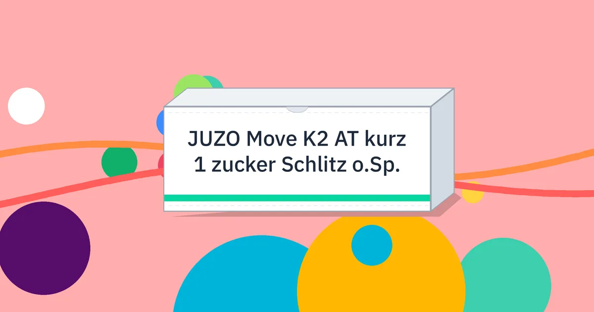 Symbolbild: Packung mit der Aufschrift JUZO Move K2 AT kurz 1 zucker Schlitz o.Sp. (PZN 20676188) – Verfügbarkeit und Bezug in Apotheken in Frankfurt am Main