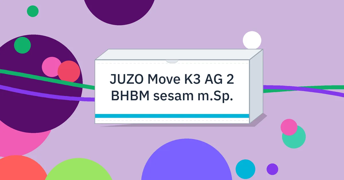 Symbolbild: Packung mit der Aufschrift JUZO Move K3 AG 2 BHBM sesam m.Sp. (PZN 18576137) – Verfügbarkeit und Bezug in Apotheken in Frankfurt am Main
