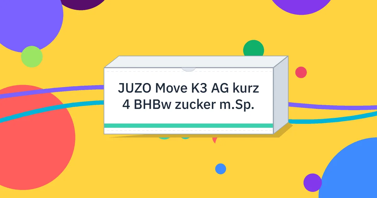 Symbolbild: Packung mit der Aufschrift JUZO Move K3 AG kurz 4 BHBw zucker m.Sp. (PZN 18579756) – Verfügbarkeit und Bezug in Apotheken in Frankfurt am Main