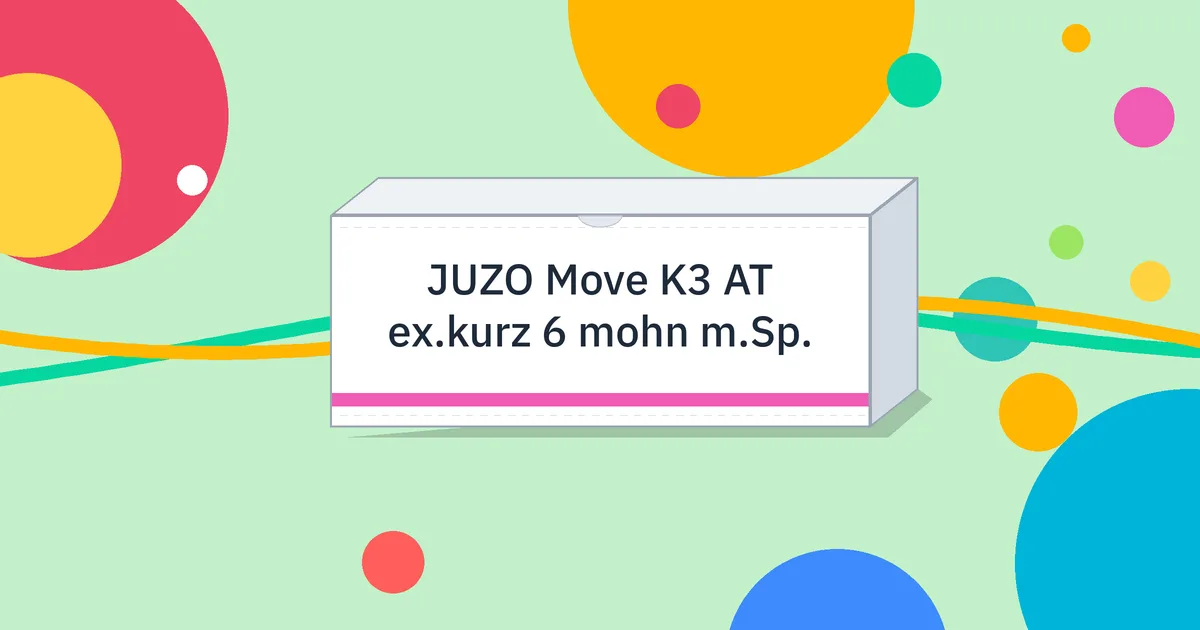 Symbolbild: Packung mit der Aufschrift JUZO Move K3 AT ex.kurz 6 mohn m.Sp. (PZN 20680296) – Verfügbarkeit und Bezug in Apotheken in Frankfurt am Main