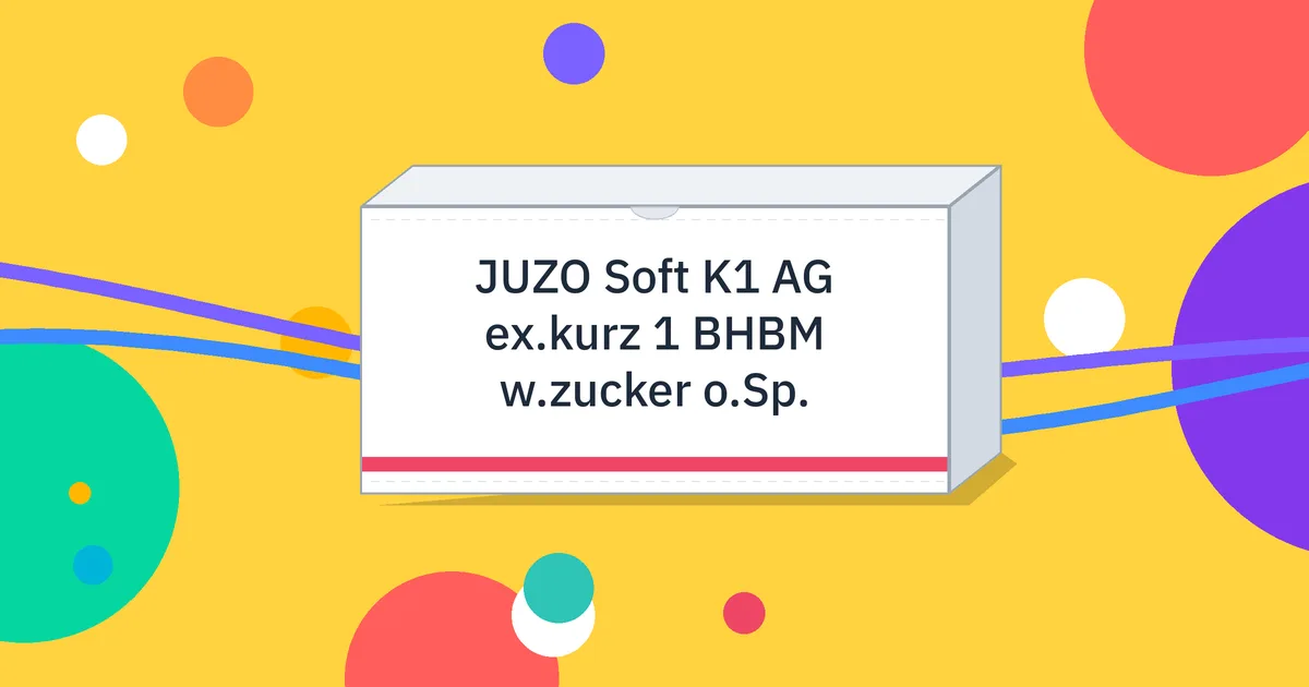 Symbolbild: Packung mit der Aufschrift JUZO Soft K1 AG ex.kurz 1 BHBM w.zucker o.Sp. (PZN 14865904) – Verfügbarkeit und Bezug in Apotheken in Frankfurt am Main