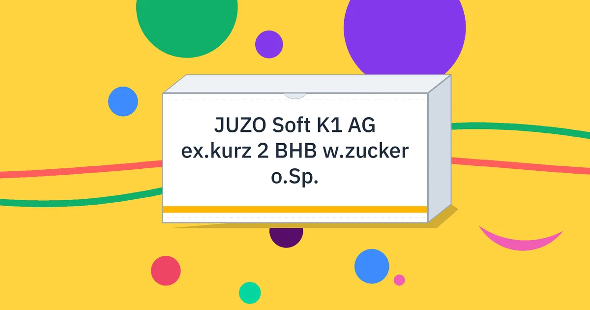 Symbolbild: Packung mit der Aufschrift JUZO Soft K1 AG ex.kurz 2 BHB w.zucker o.Sp. (PZN 14839812) – Verfügbarkeit und Bezug in Apotheken in Frankfurt am Main