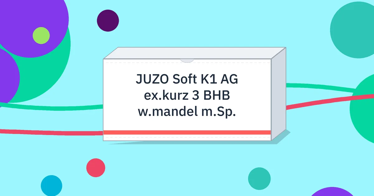 Symbolbild: Packung mit der Aufschrift JUZO Soft K1 AG ex.kurz 3 BHB w.mandel m.Sp. (PZN 14839611) – Verfügbarkeit und Bezug in Apotheken in Frankfurt am Main