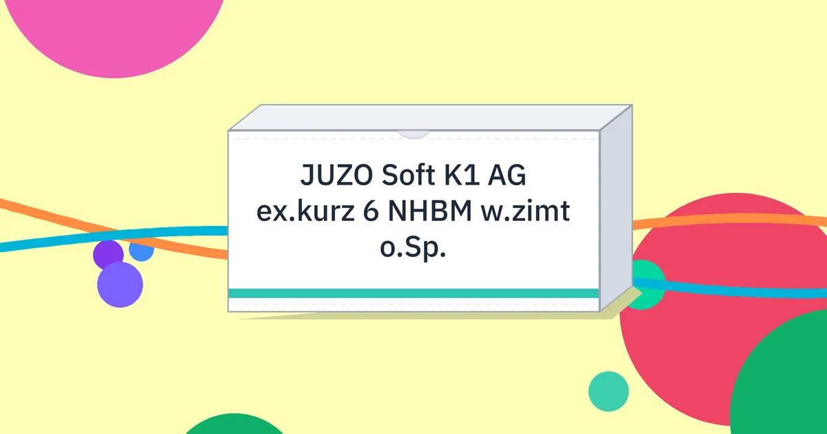 Symbolbild: Packung mit der Aufschrift JUZO Soft K1 AG ex.kurz 6 NHBM w.zimt o.Sp. (PZN 15001123) – Verfügbarkeit und Bezug in Apotheken in Frankfurt am Main