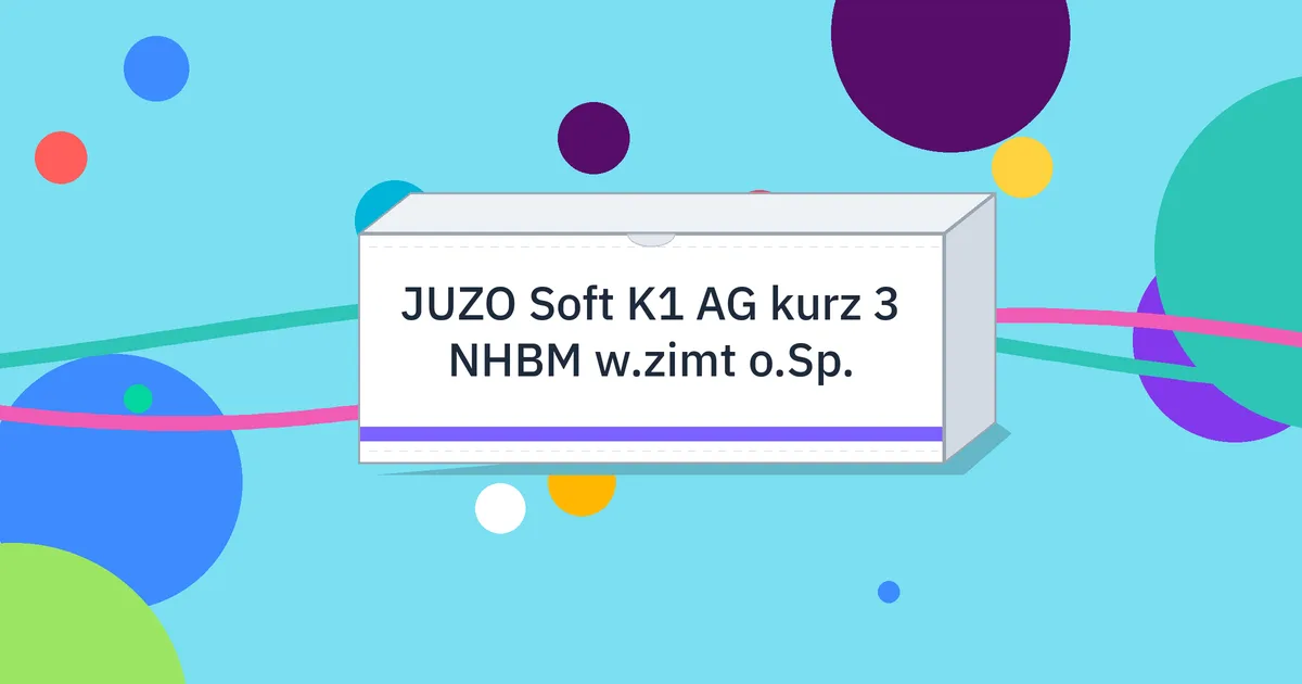 Symbolbild: Packung mit der Aufschrift JUZO Soft K1 AG kurz 3 NHBM w.zimt o.Sp. (PZN 14996457) – Verfügbarkeit und Bezug in Apotheken in Frankfurt am Main