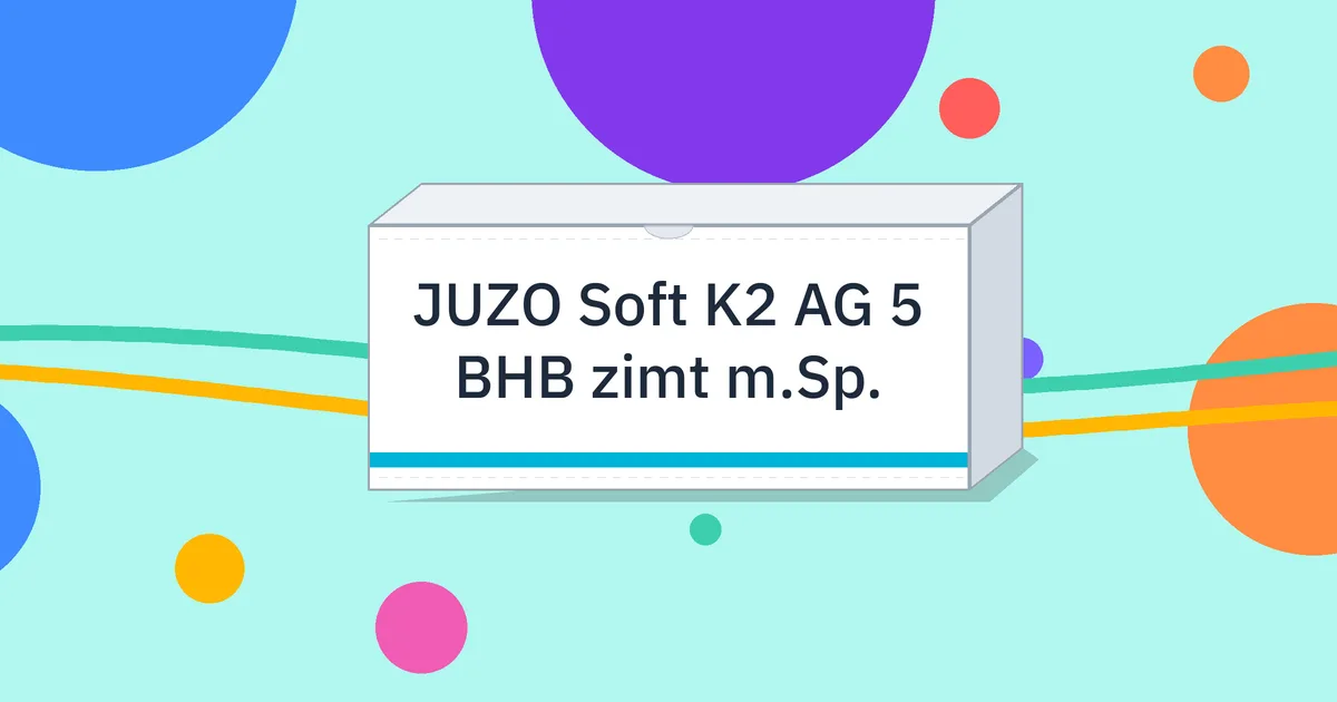 Symbolbild: Packung mit der Aufschrift JUZO Soft K2 AG 5 BHB zimt m.Sp. (PZN 14824733) – Verfügbarkeit und Bezug in Apotheken in Frankfurt am Main