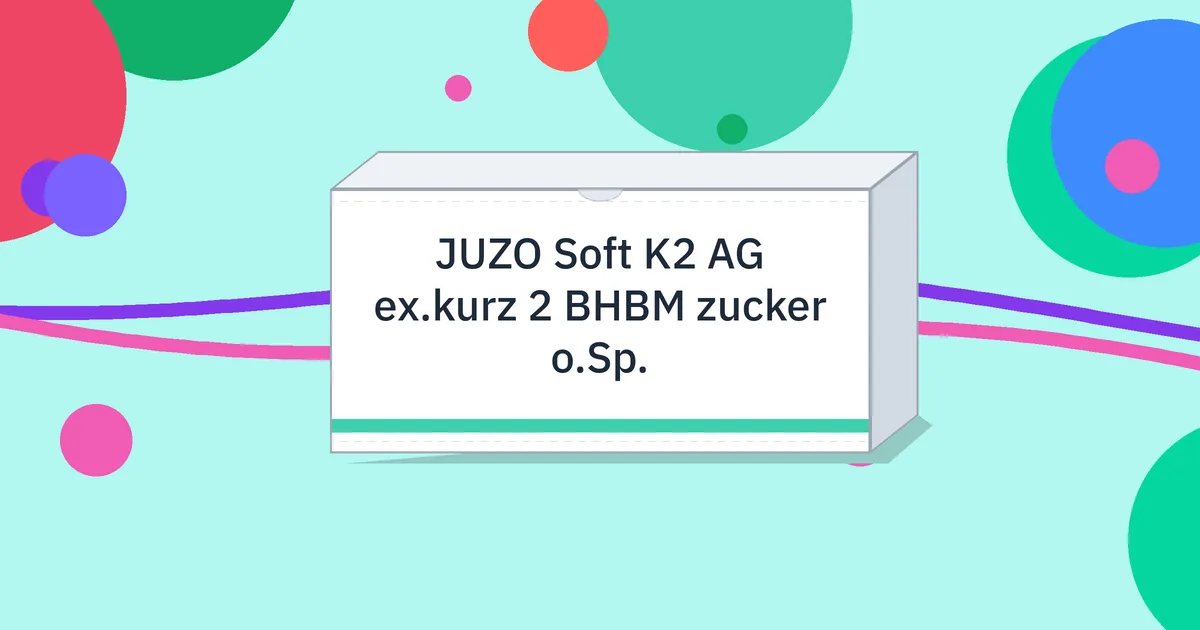 Symbolbild: Packung mit der Aufschrift JUZO Soft K2 AG ex.kurz 2 BHBM zucker o.Sp. (PZN 14861958) – Verfügbarkeit und Bezug in Apotheken in Frankfurt am Main